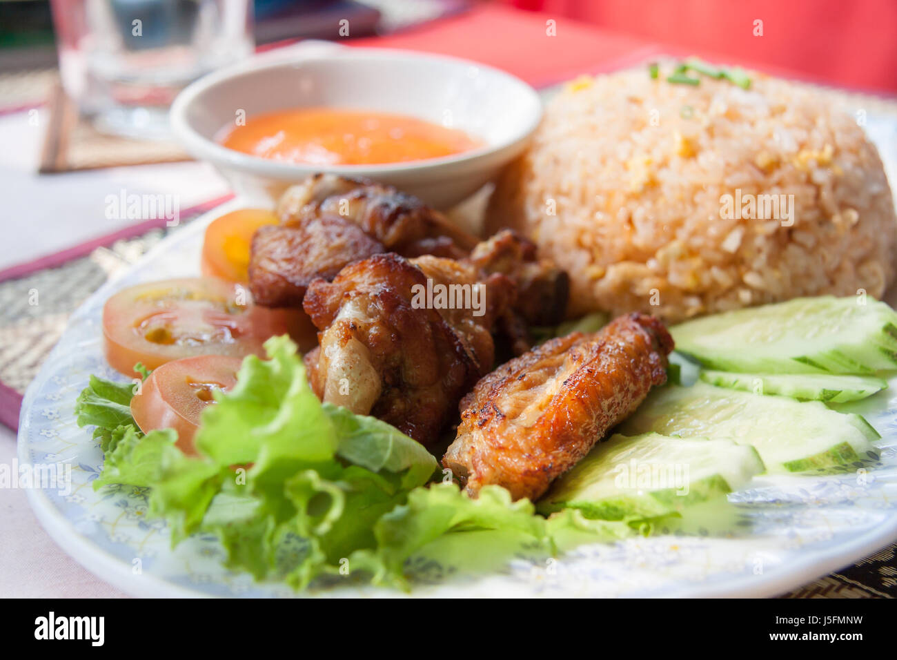 Fried Chicken Wings With Fried Rice
