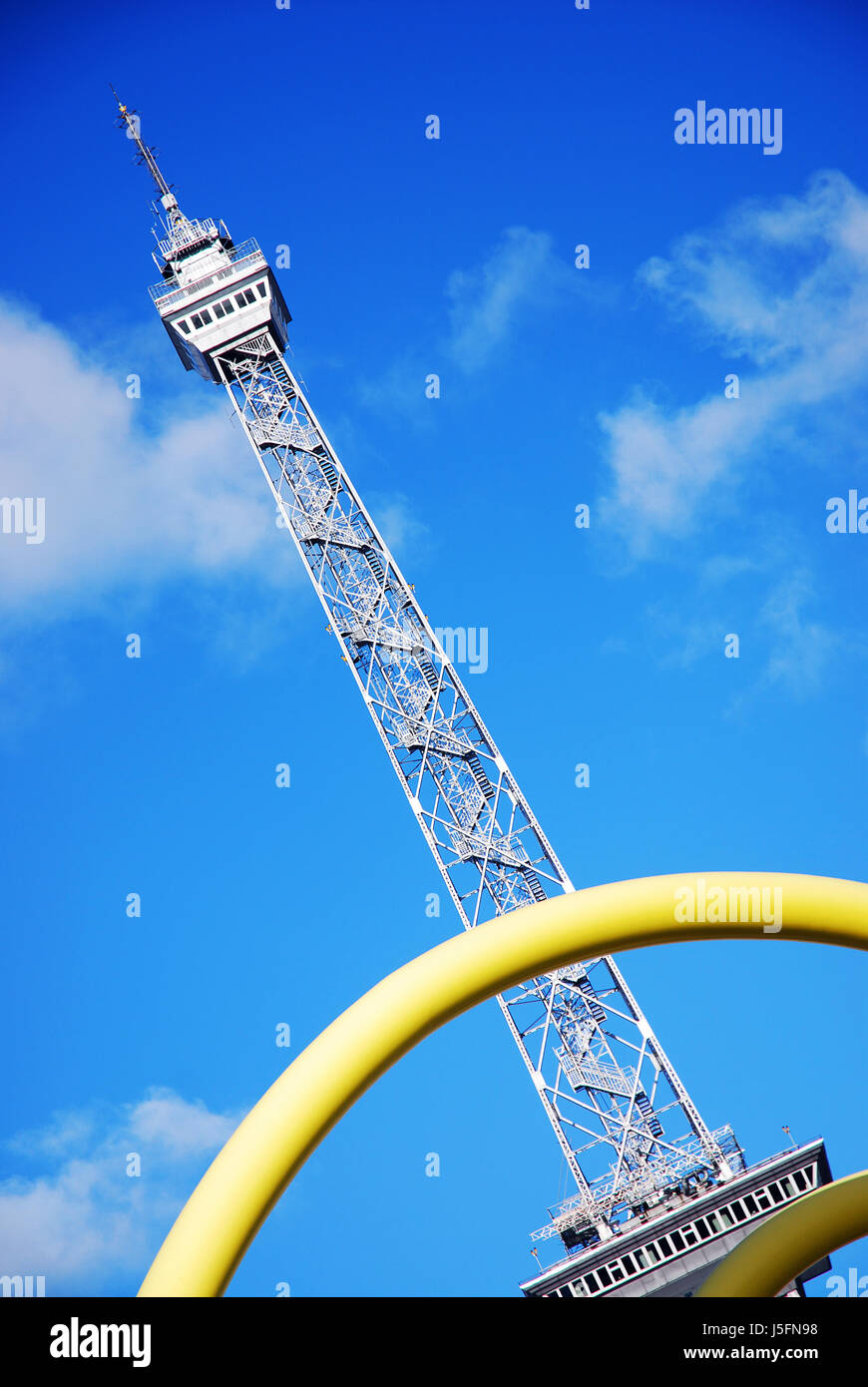 blue tower city town communication berlin capital radio tower antenna ...
