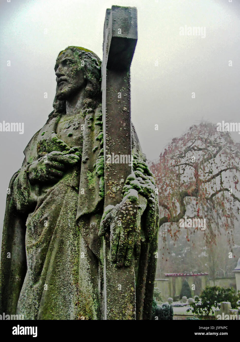 statue cross cemetery moss believe crucifix weathering christian christ ...