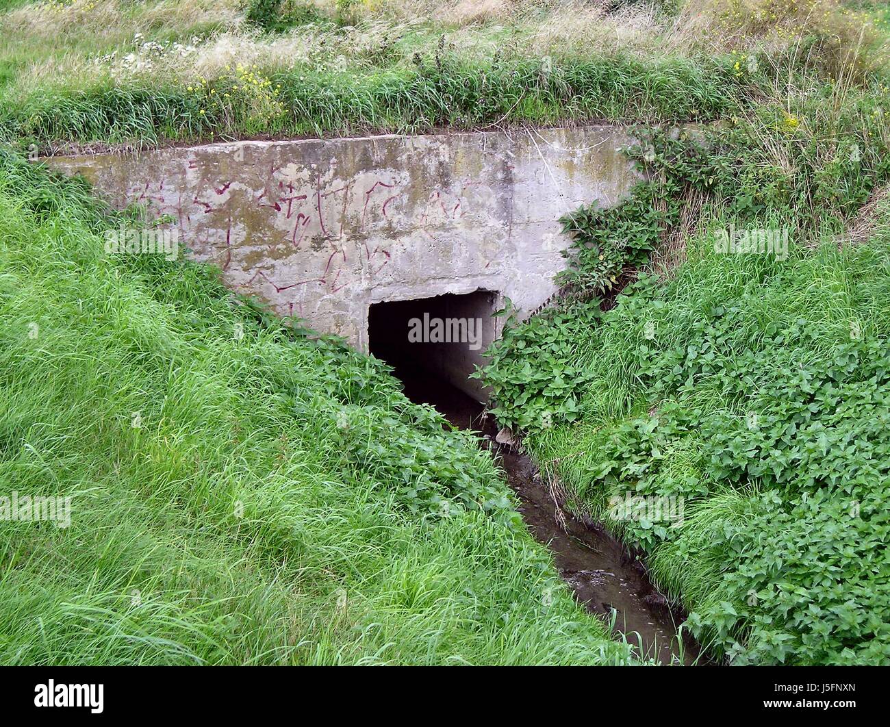 green bridge field stream concrete grasses acre drain streamlet process ...