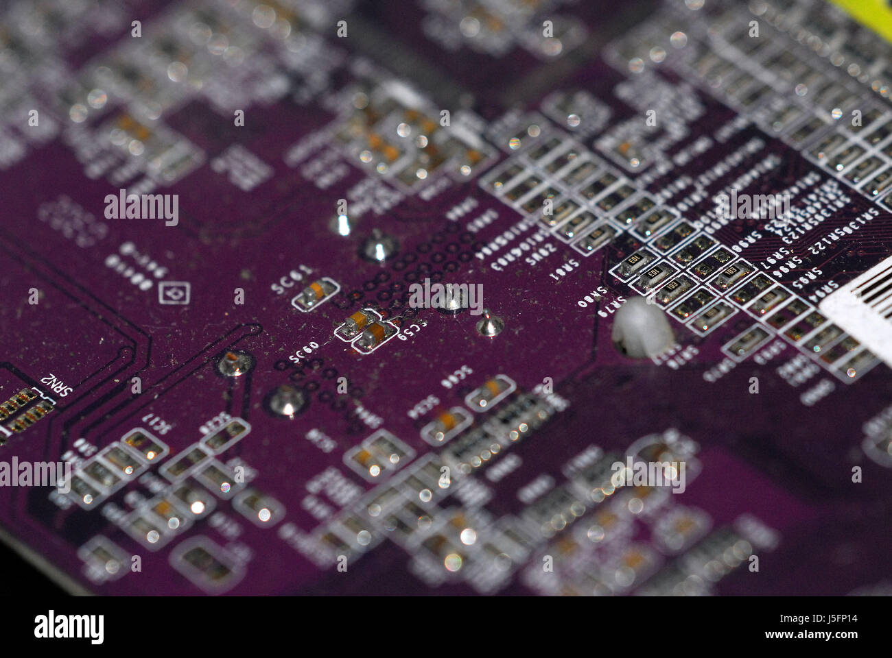silver purple printed circuit board platinen pc-komponente computerteil ...