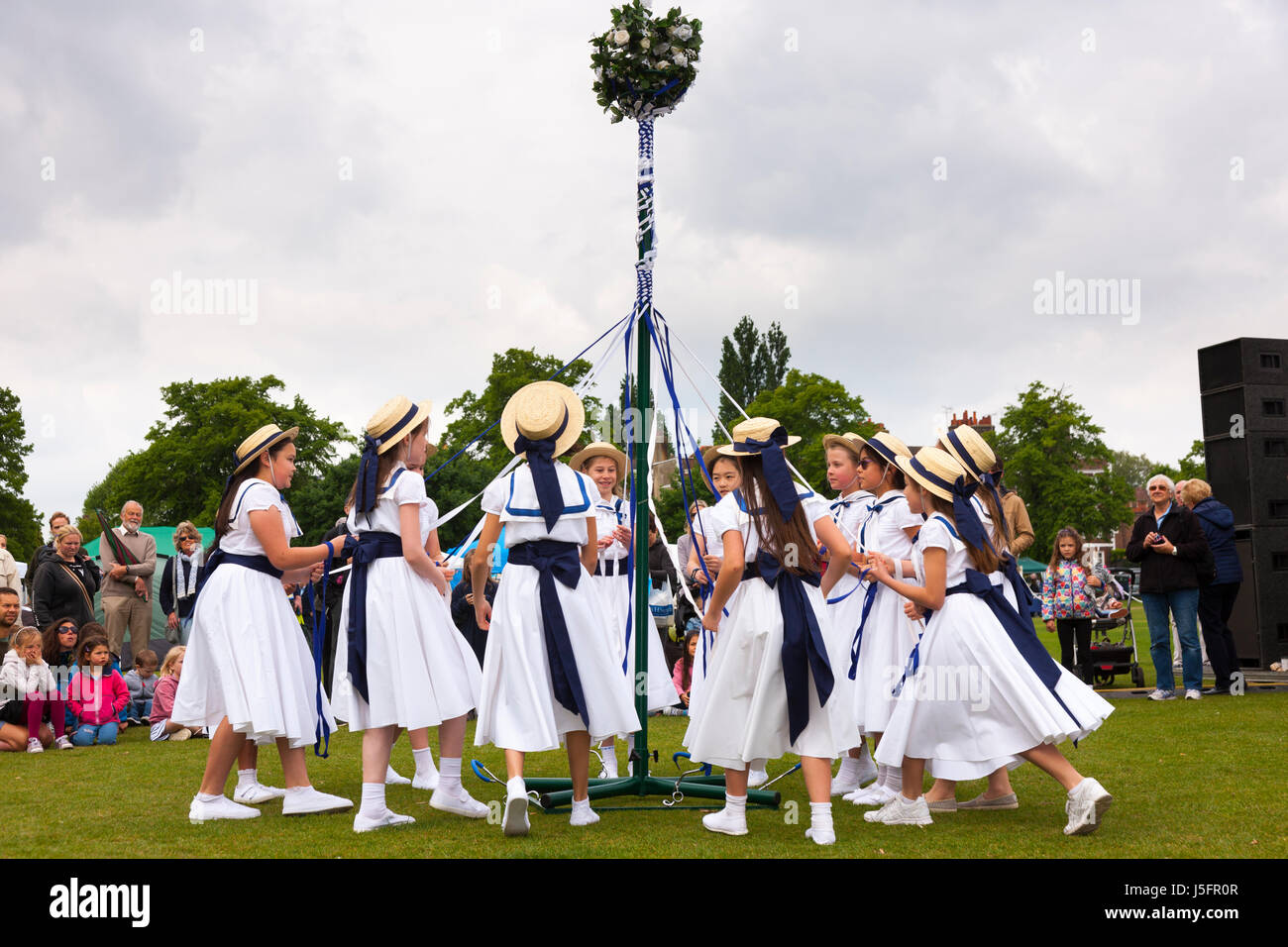 Children / girls / kids / child dancing around the Maypole at the ...
