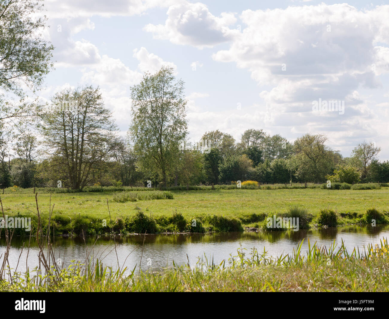 a river running through a country scene outside in the uk essex of ...