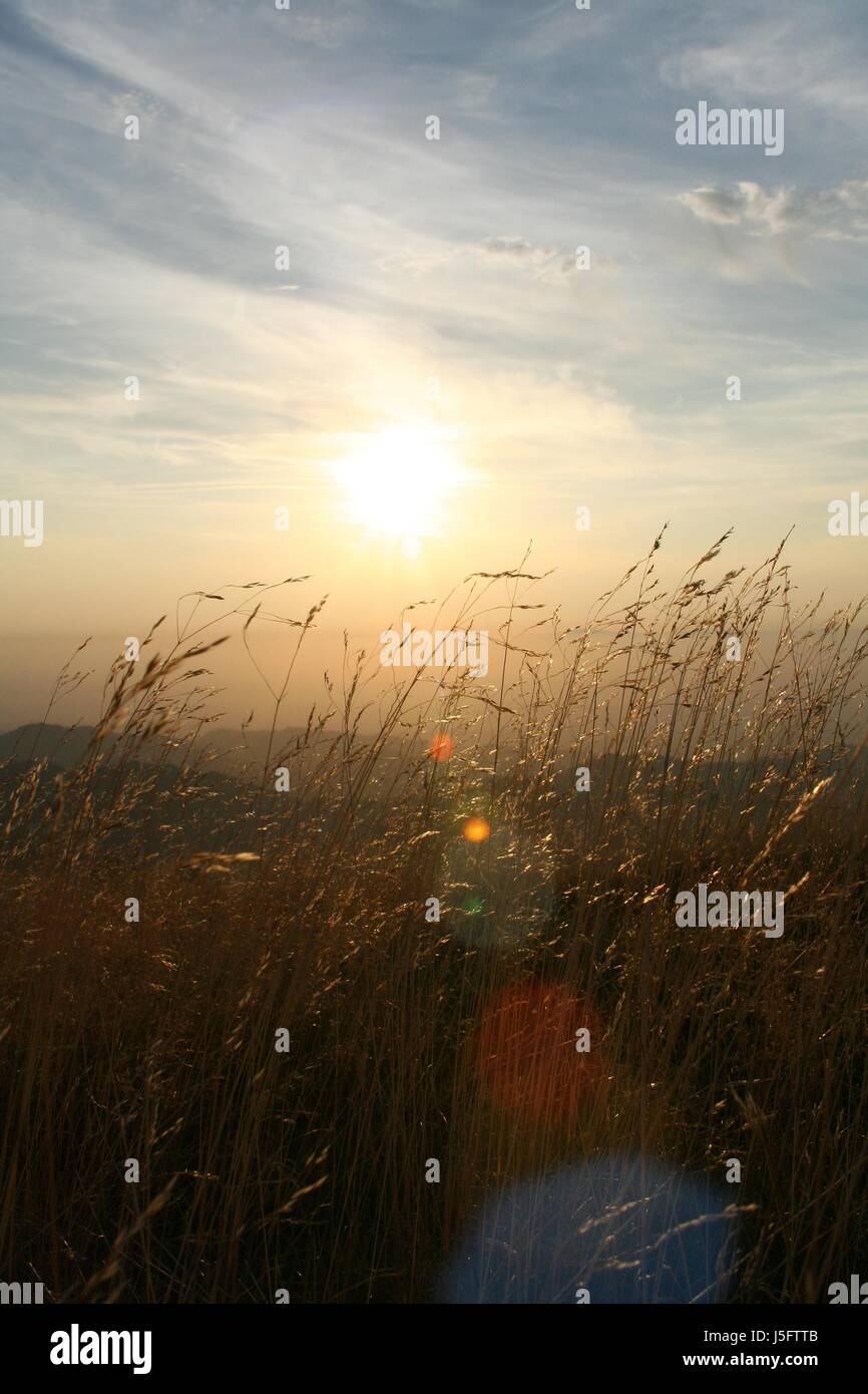 mountains sunset reflection grasses firmament sky shine shines bright lucent Stock Photo - Alamy