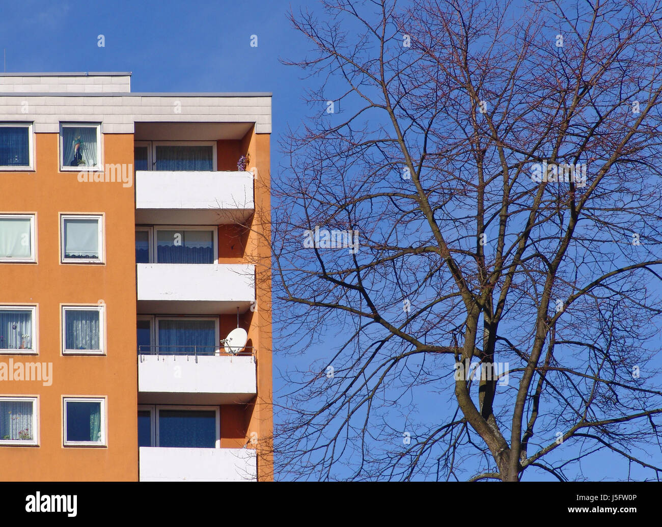house building city town tree winter balcony facade season apartment ...