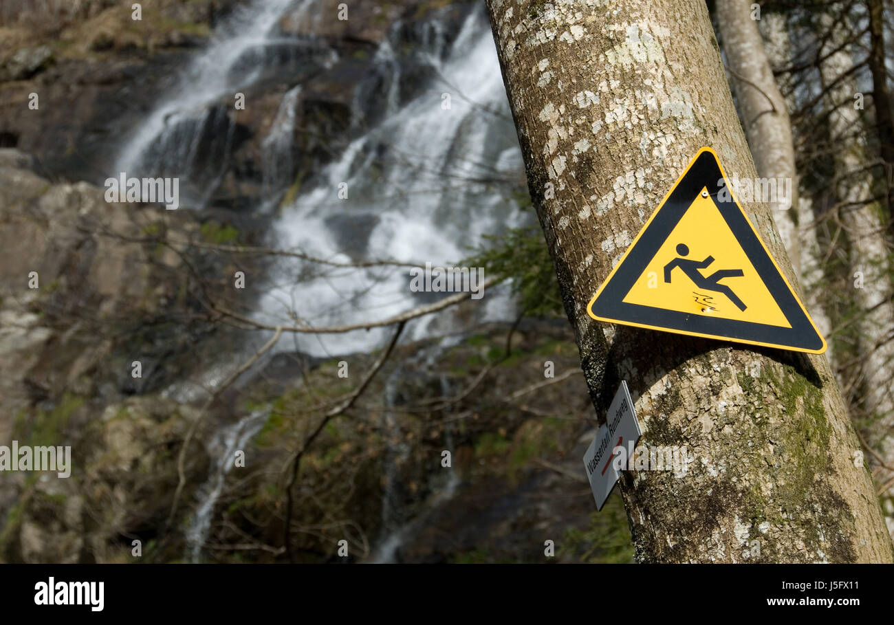 sign signal danger tree black swarthy jetblack deep black waterfall ...