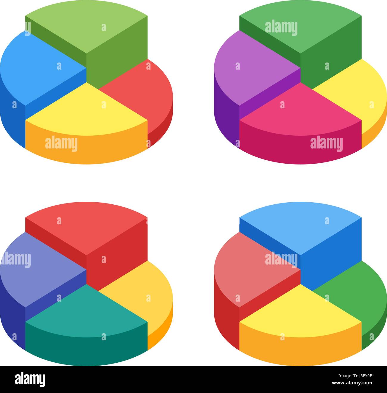 Pie chart on isolated background. Set of bulk isometric pie char Stock ...