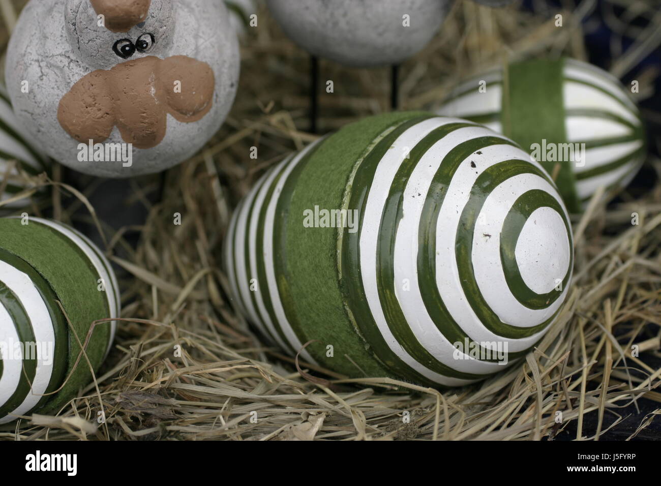 ceramic chickens with ceramic eggs Stock Photo - Alamy