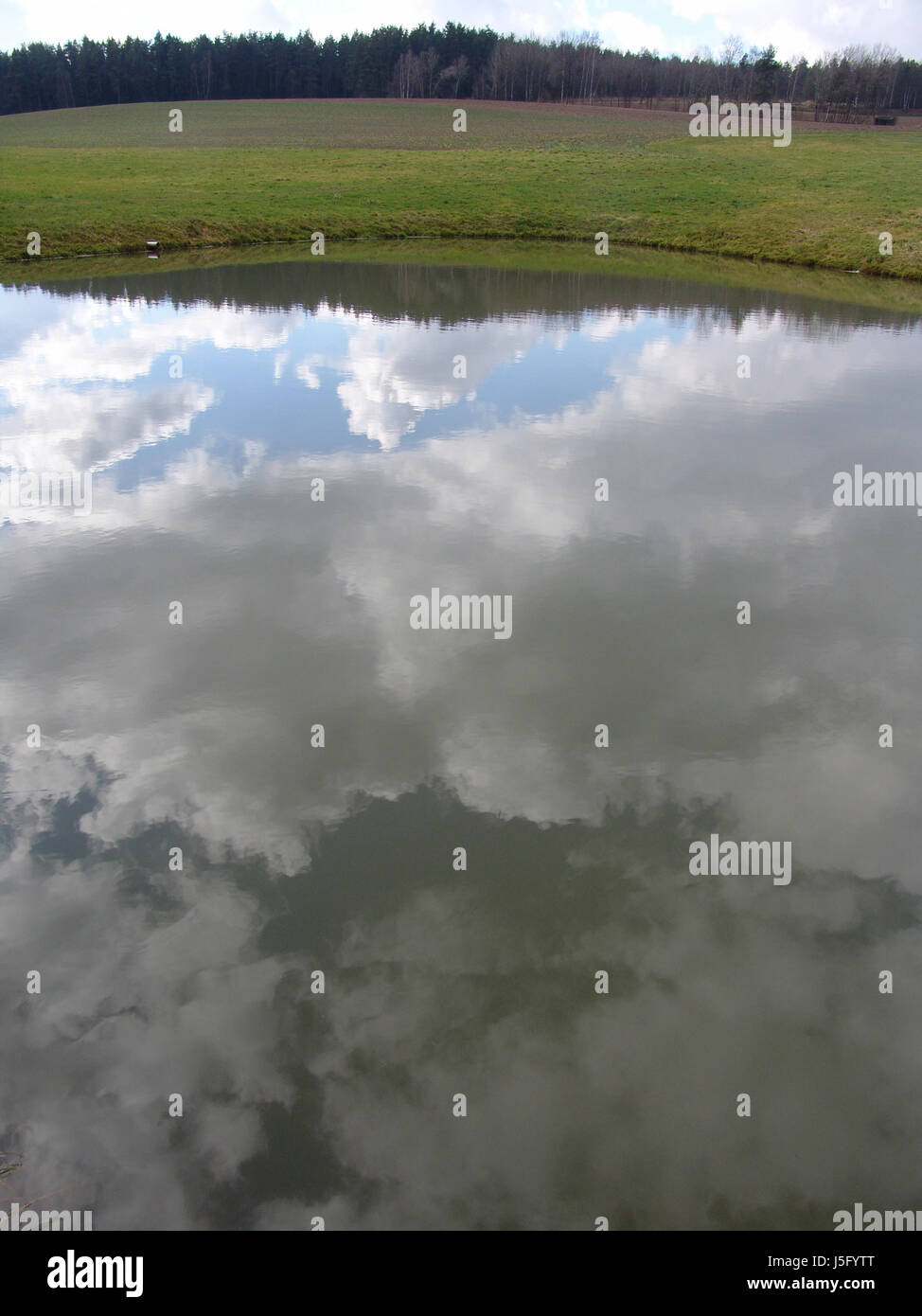 waters mirroring spring fresh water pond water firmament sky scenery ...