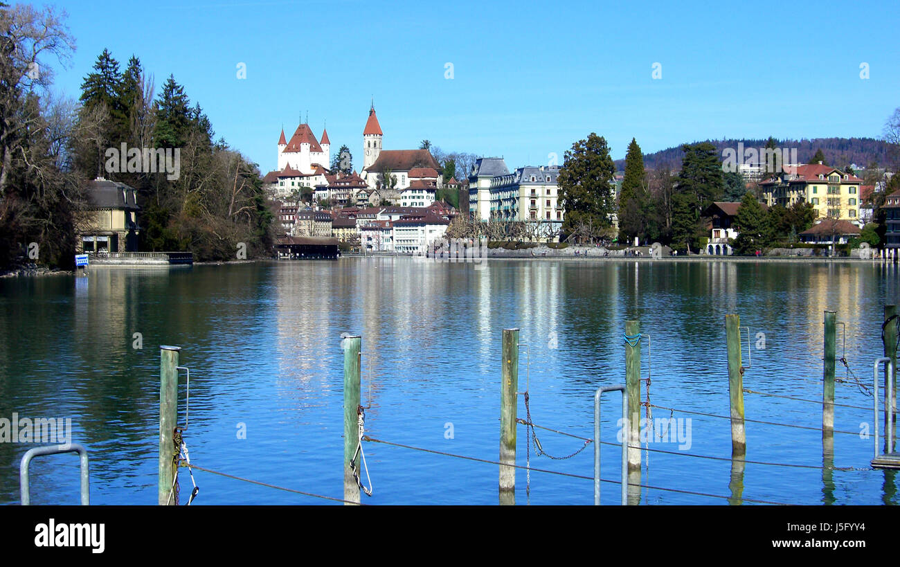 blue switzerland city view promenade landing stage shipping pier ...