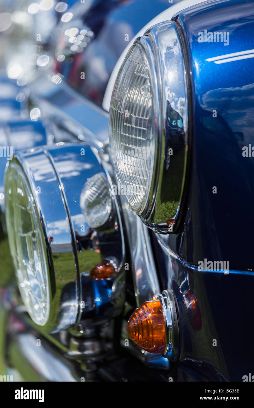 Brightly Coloured Front End Light Cluster of a Classic Mini Car Stock ...
