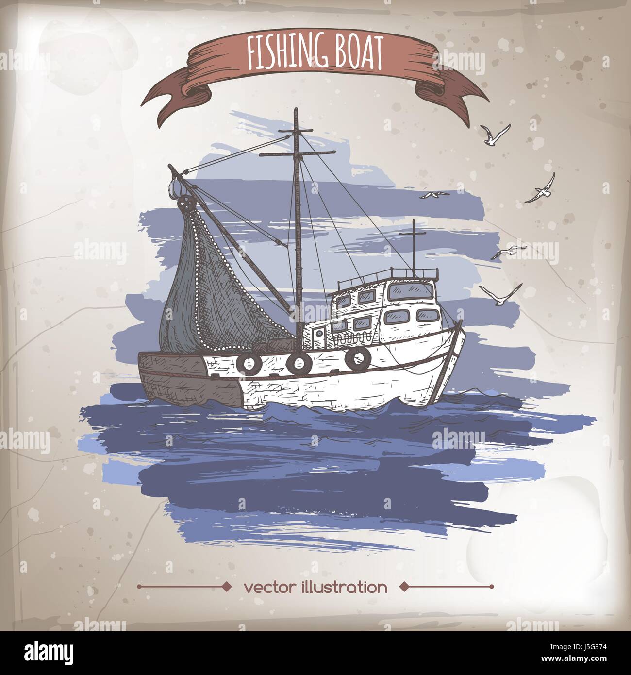 Fishing Boat Drawing Color