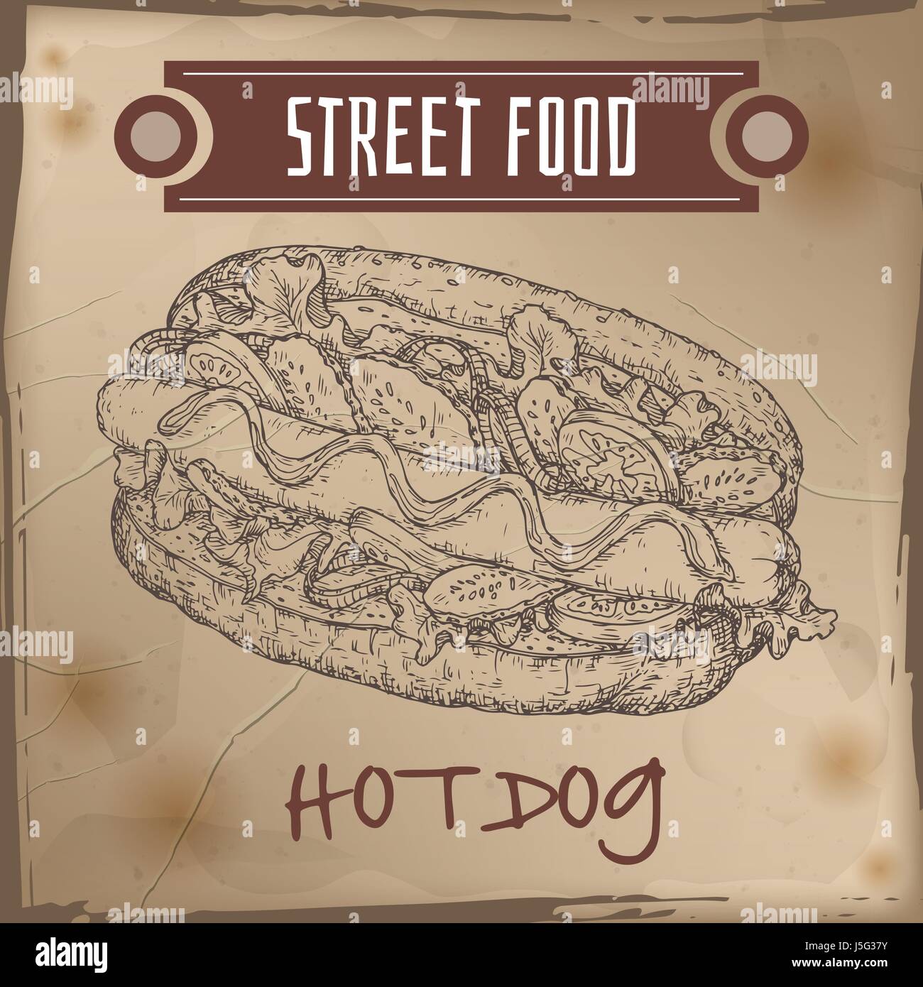 Hot dog sketch on grunge background Stock Vector Image & Art - Alamy