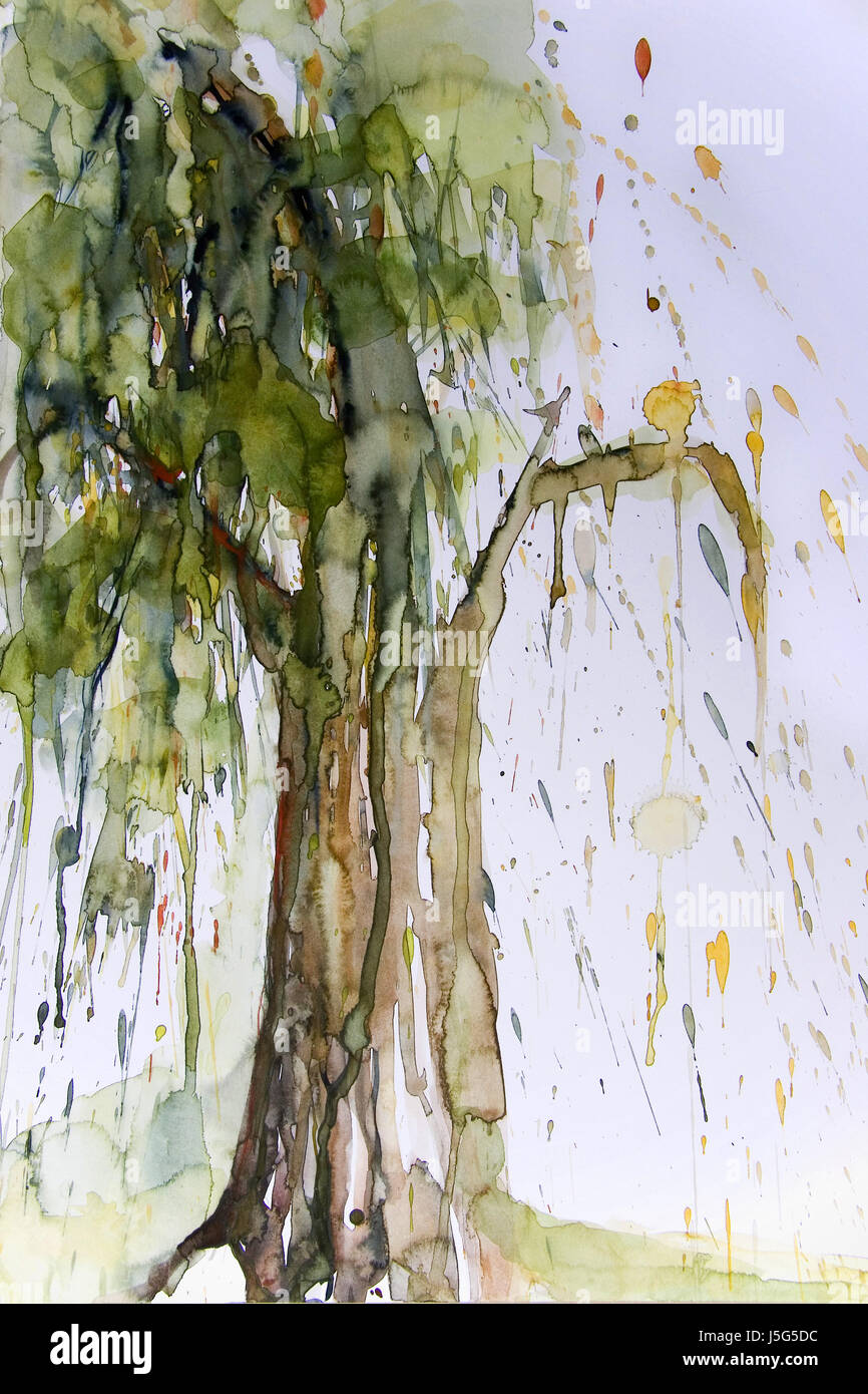 Watercolor tree hi-res stock photography and images - Alamy