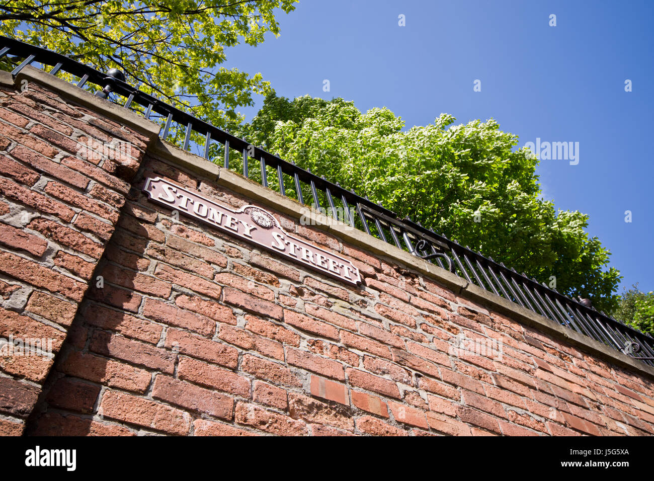 The road sign for Stoney Street on the junction with High Pavement in ...