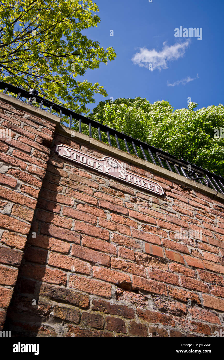 The road sign for Stoney Street on the junction with High Pavement in ...