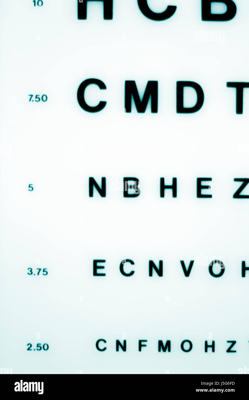 Opticians ophthalmology and optometry eye test chart to test sight and ...