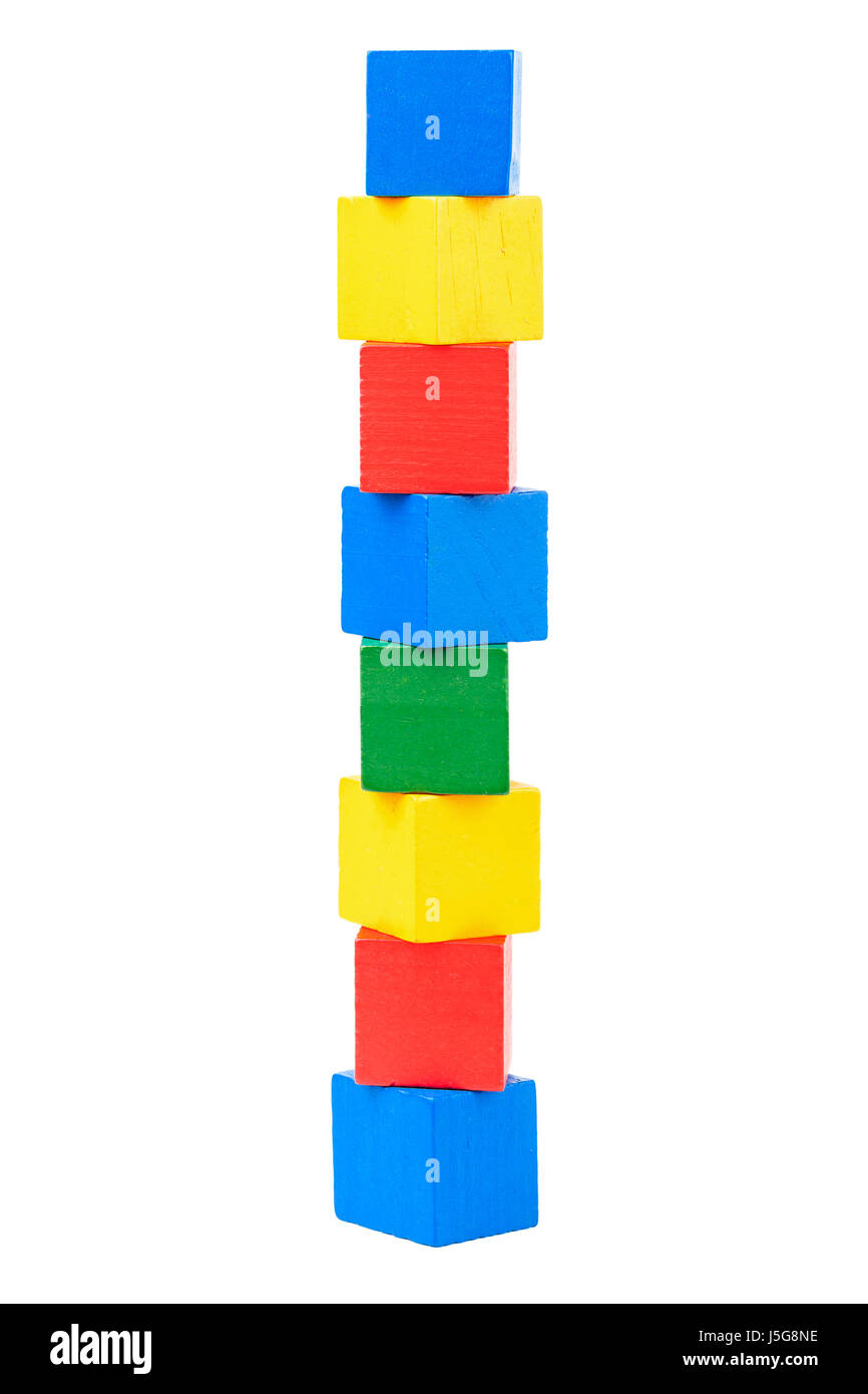 Wooden toy blocks isolated on white background Stock Photo - Alamy