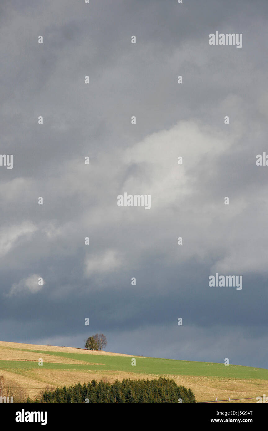 field thunderstorm thundreous frowningly menacing scenery countryside ...