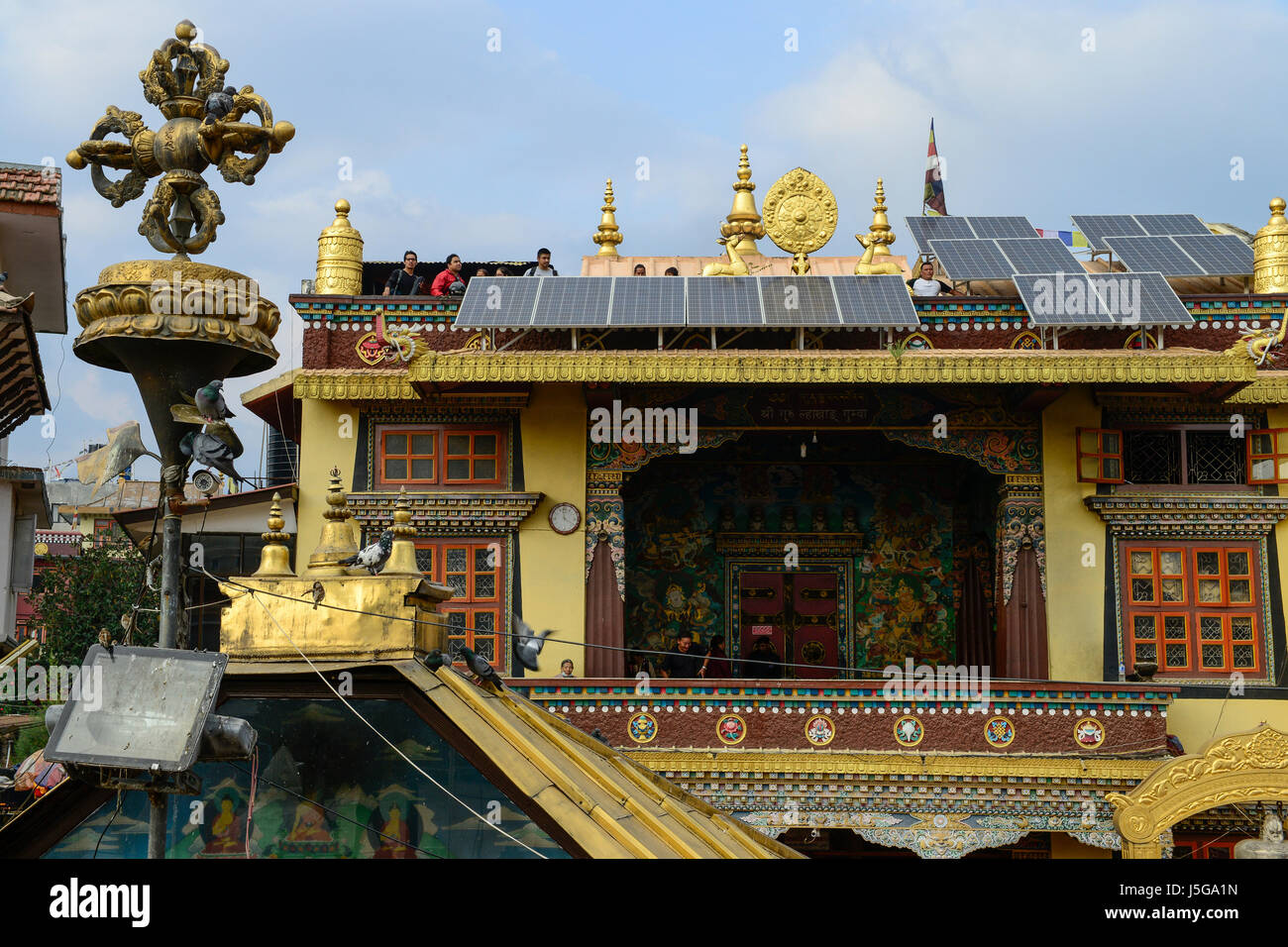 NEPAL Kathmandu, Boudhanath, solar panel for power generation / Bodnath ...