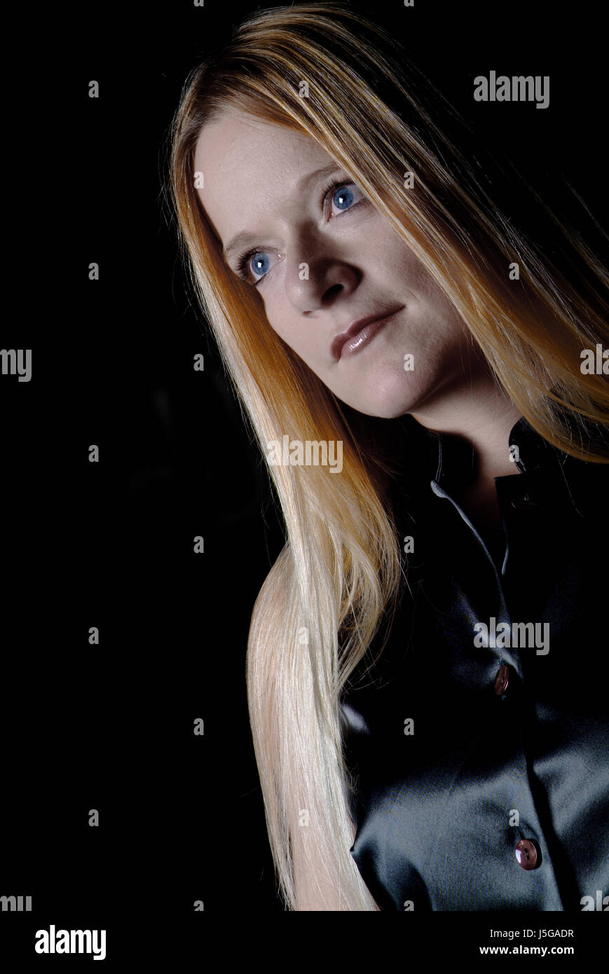 woman earnest lady face portrait contentedness elegance longing poses ...