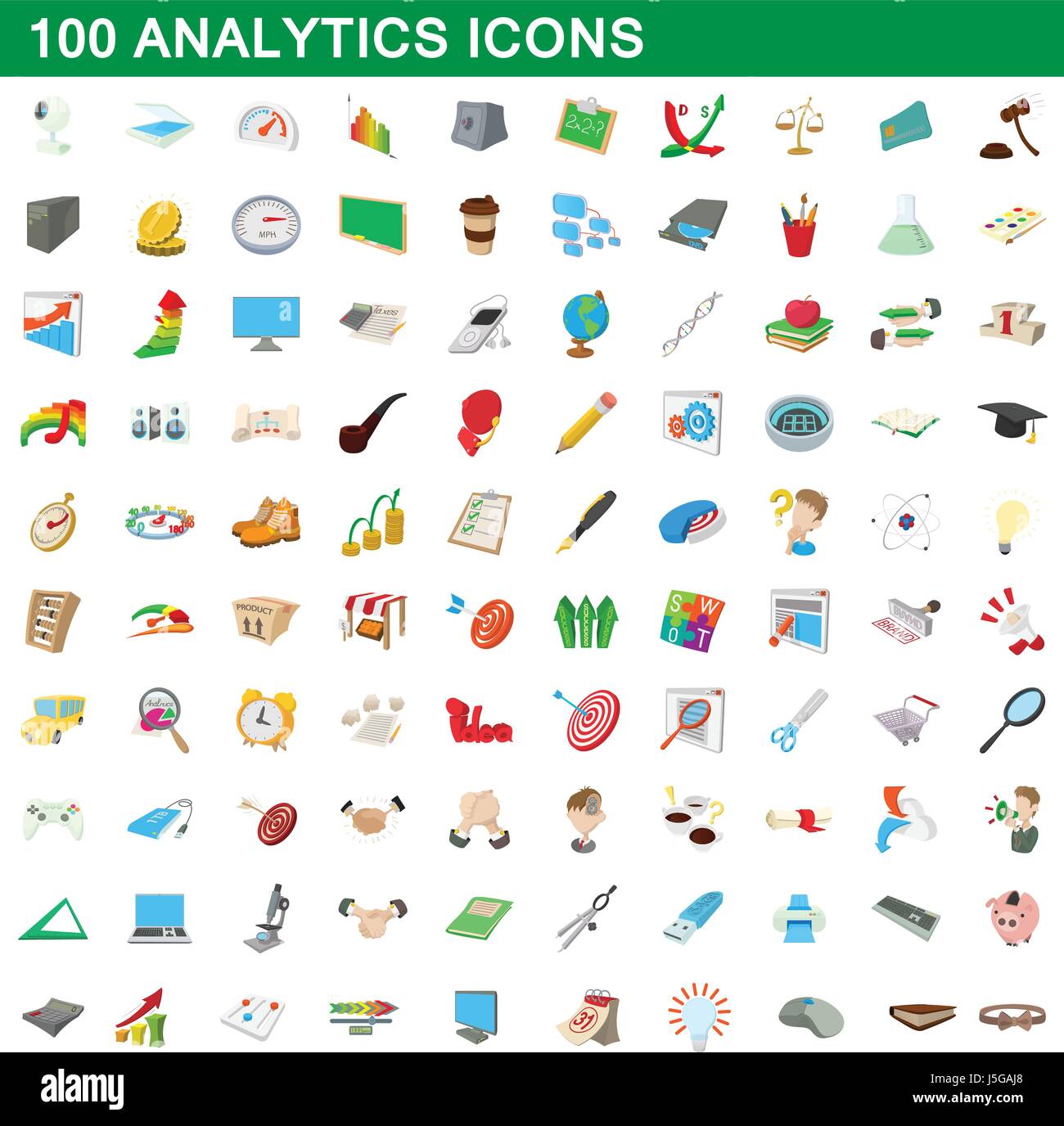 100 analytics icons set, cartoon style Stock Vector Image & Art - Alamy