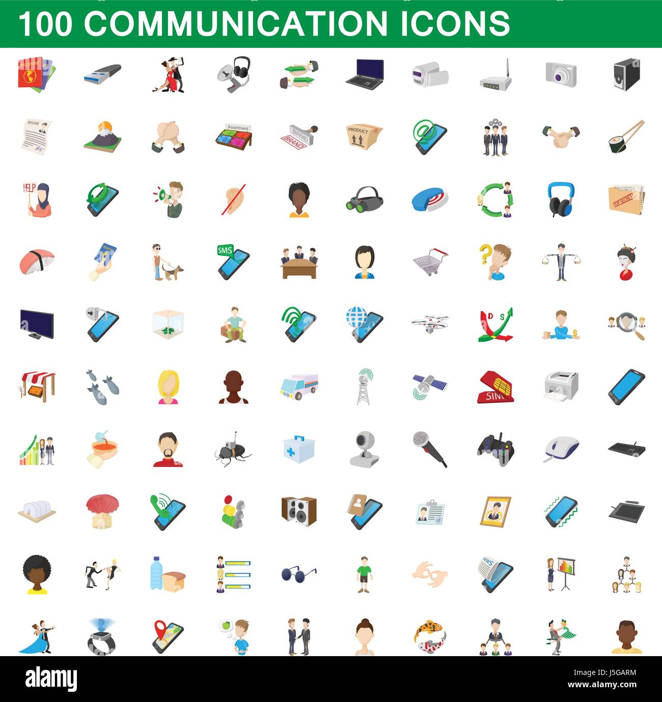 100 communication icons set, cartoon style Stock Vector Image & Art - Alamy