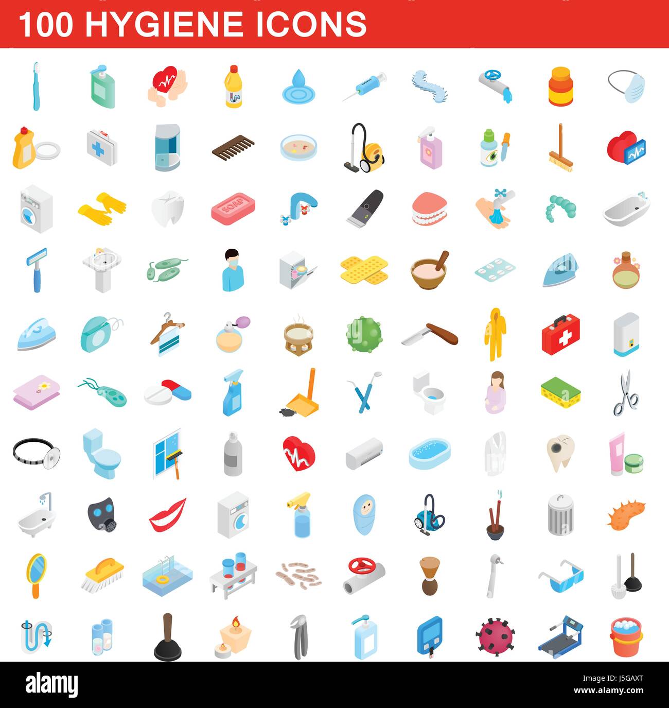 100 hygiene icons set, isometric 3d style Stock Vector Image & Art - Alamy