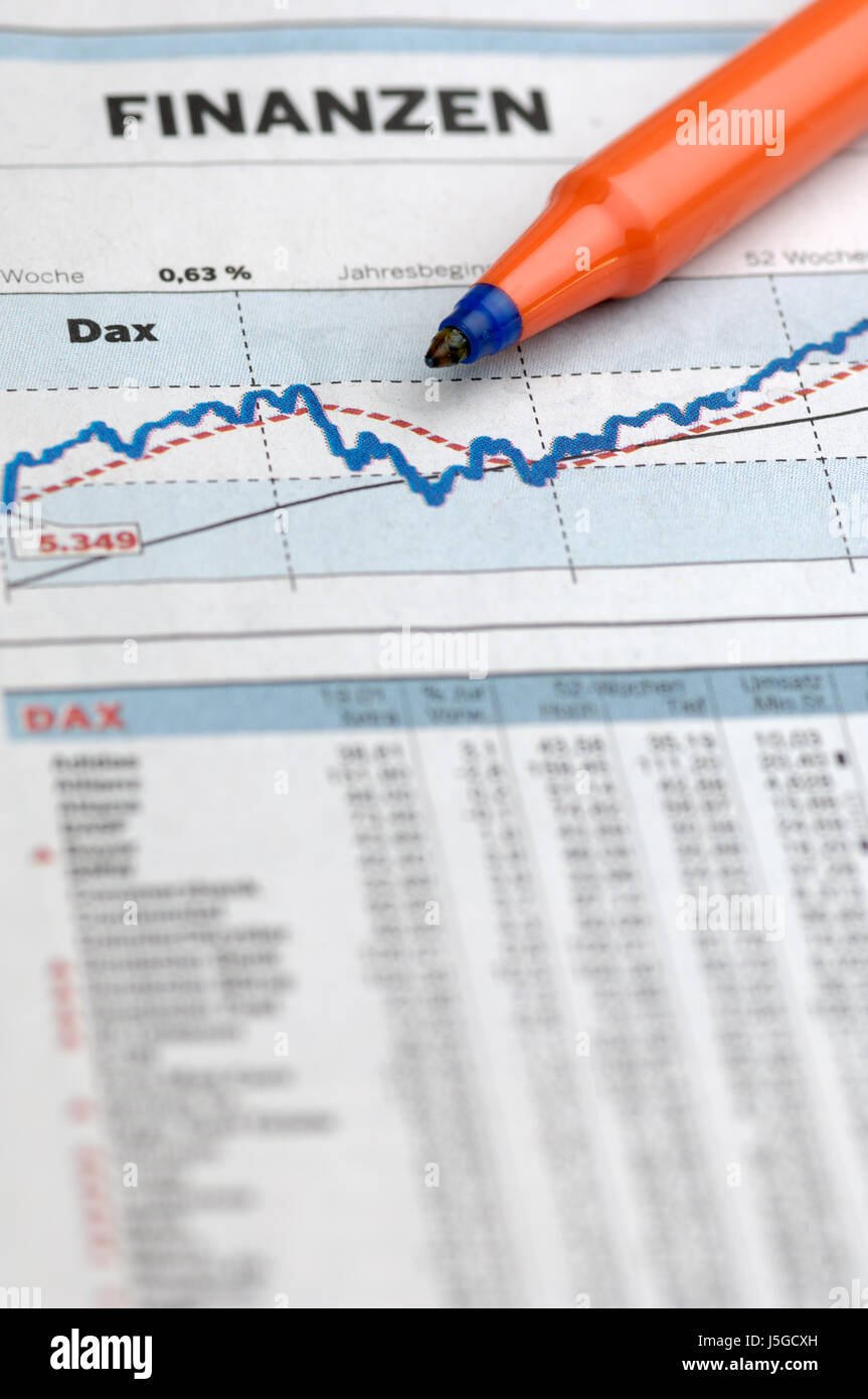 price chart with pen orange Stock Photo - Alamy