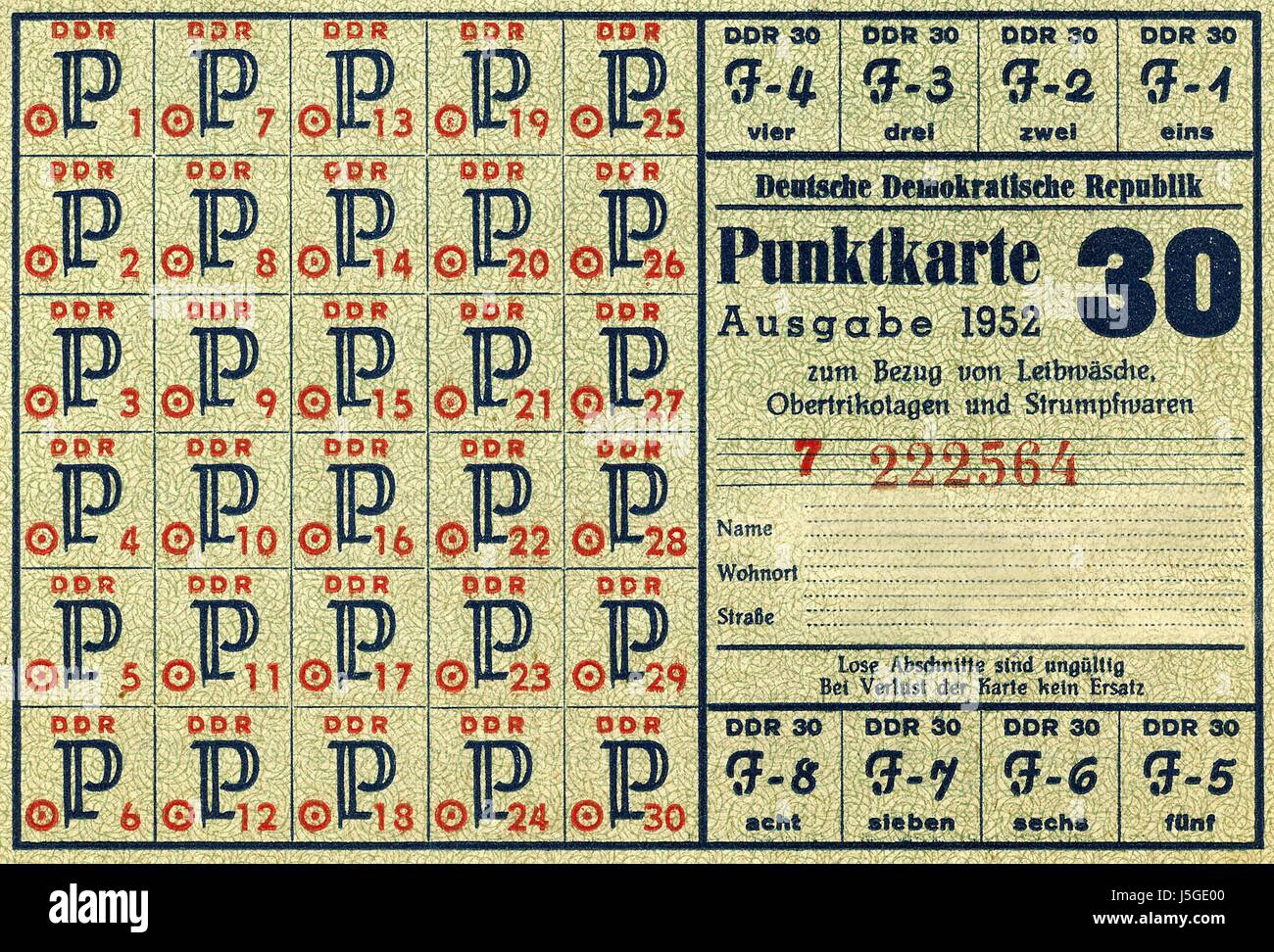 point map clothing ddr 1952 Stock Photo - Alamy