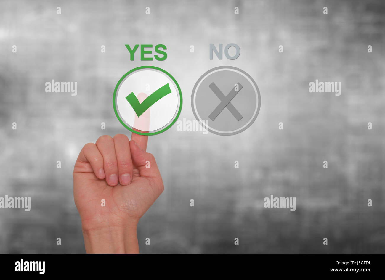 Hand Choose yes on virtual screen. Business technology concept ...