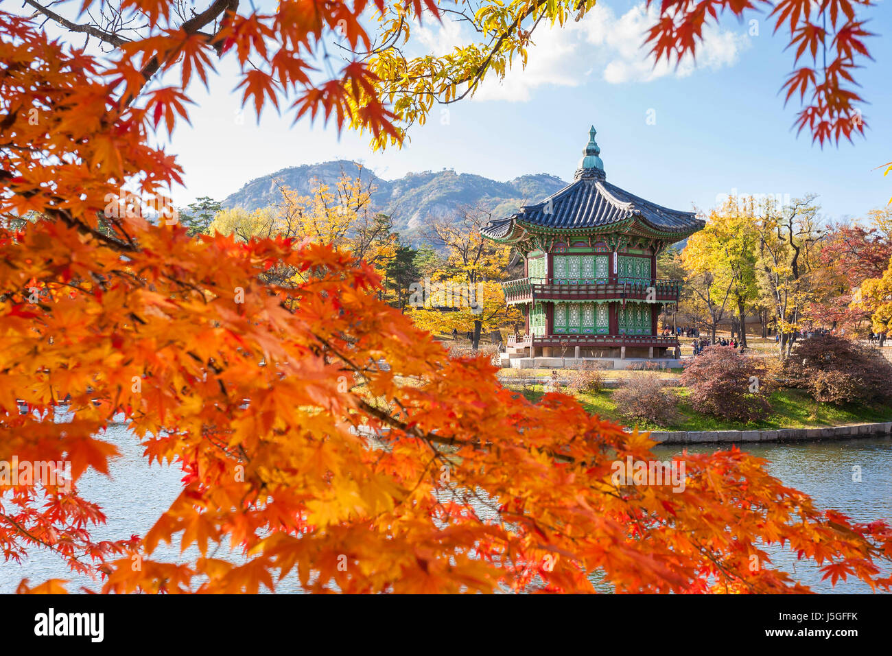 Gyeongbokgung palace in autumn, Seoul, South korea Stock Photo ...