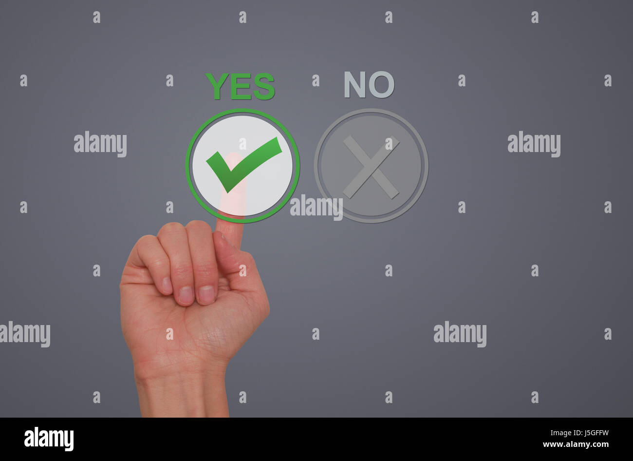Hand Choose yes on virtual screen. Business technology concept ...