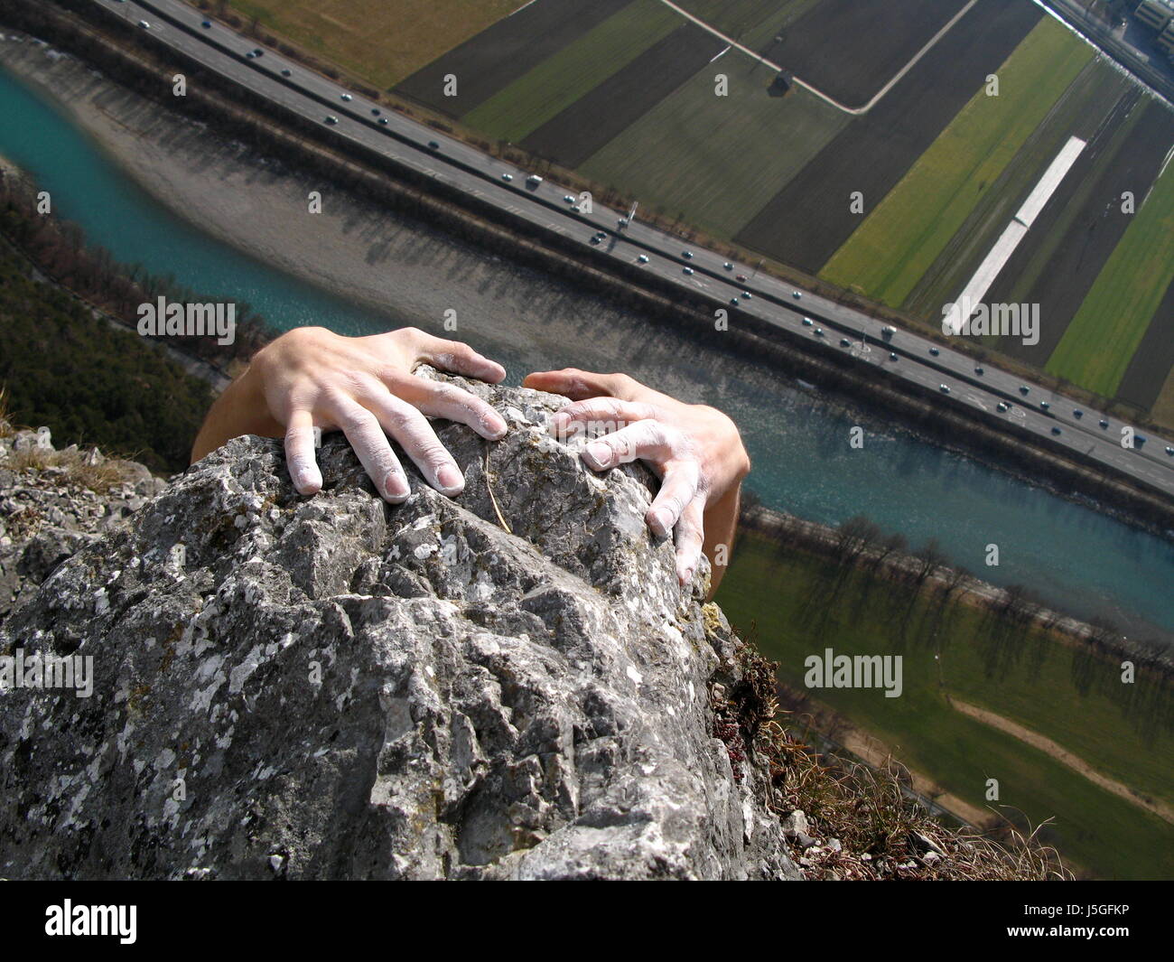 hand hands mountains rock fields motorway highway rise climb climbing ...