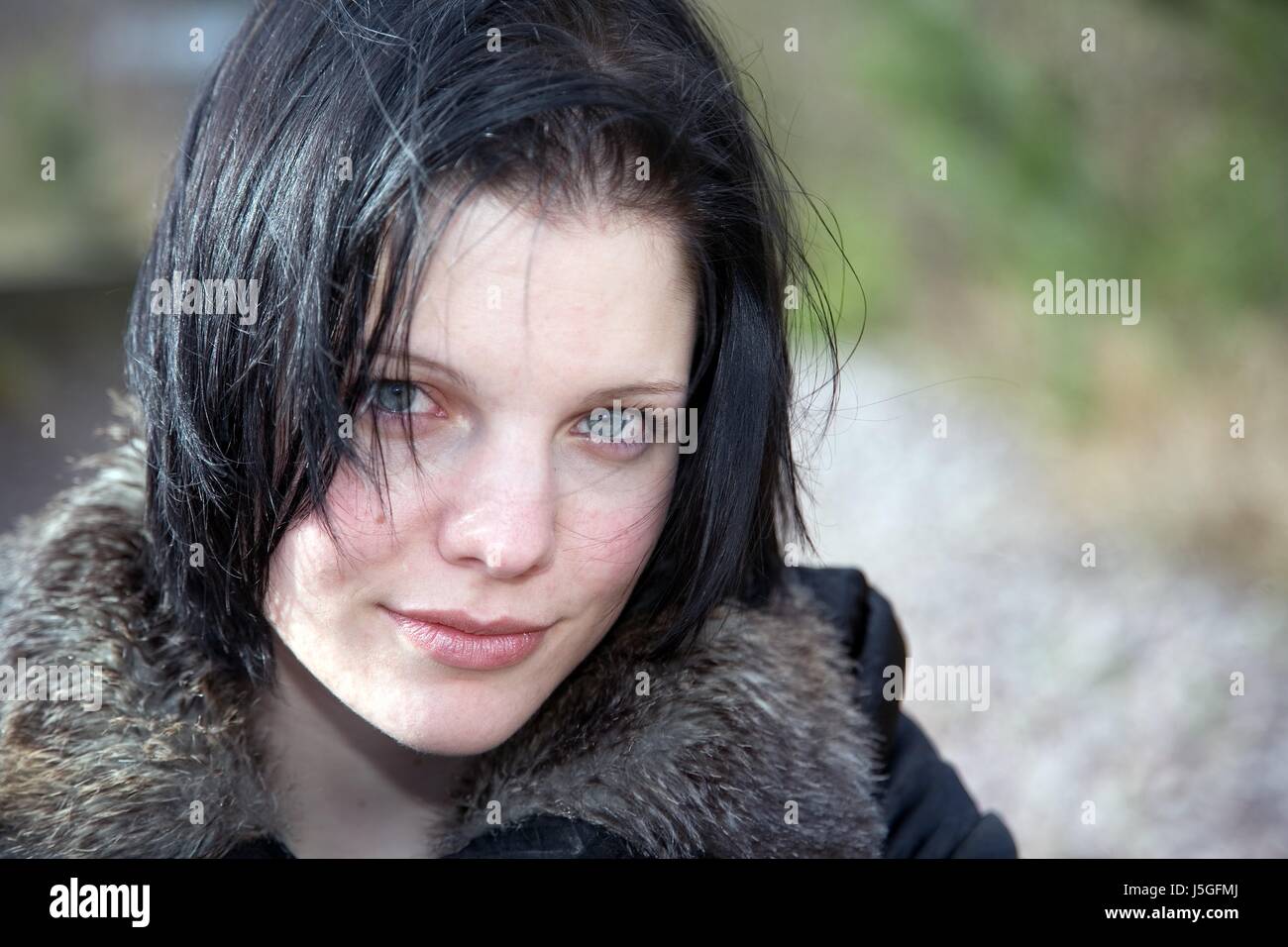 woman mouth face portrait eyes hairs look glancing see view looking ...