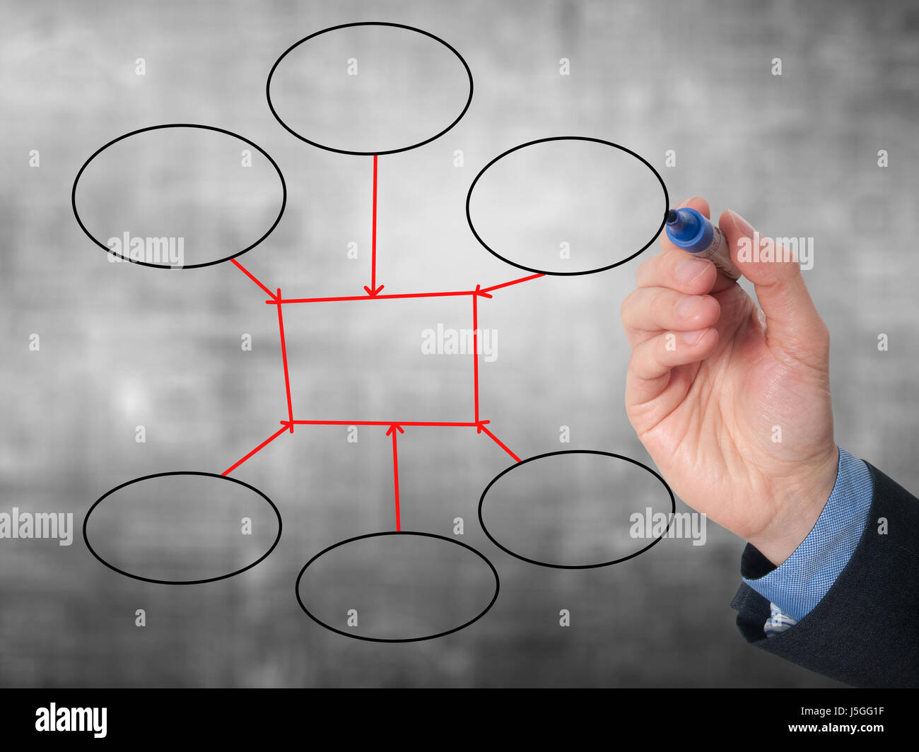 Businessman Hand drawing empty diagram on virtual whiteboard. Isolated ...