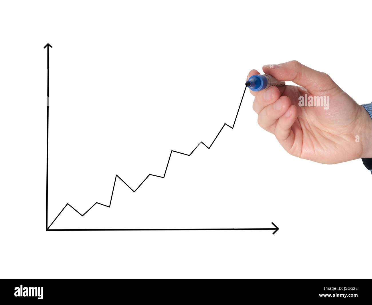 Business man drawing a growing graph. Isolated on white. Growth concept ...