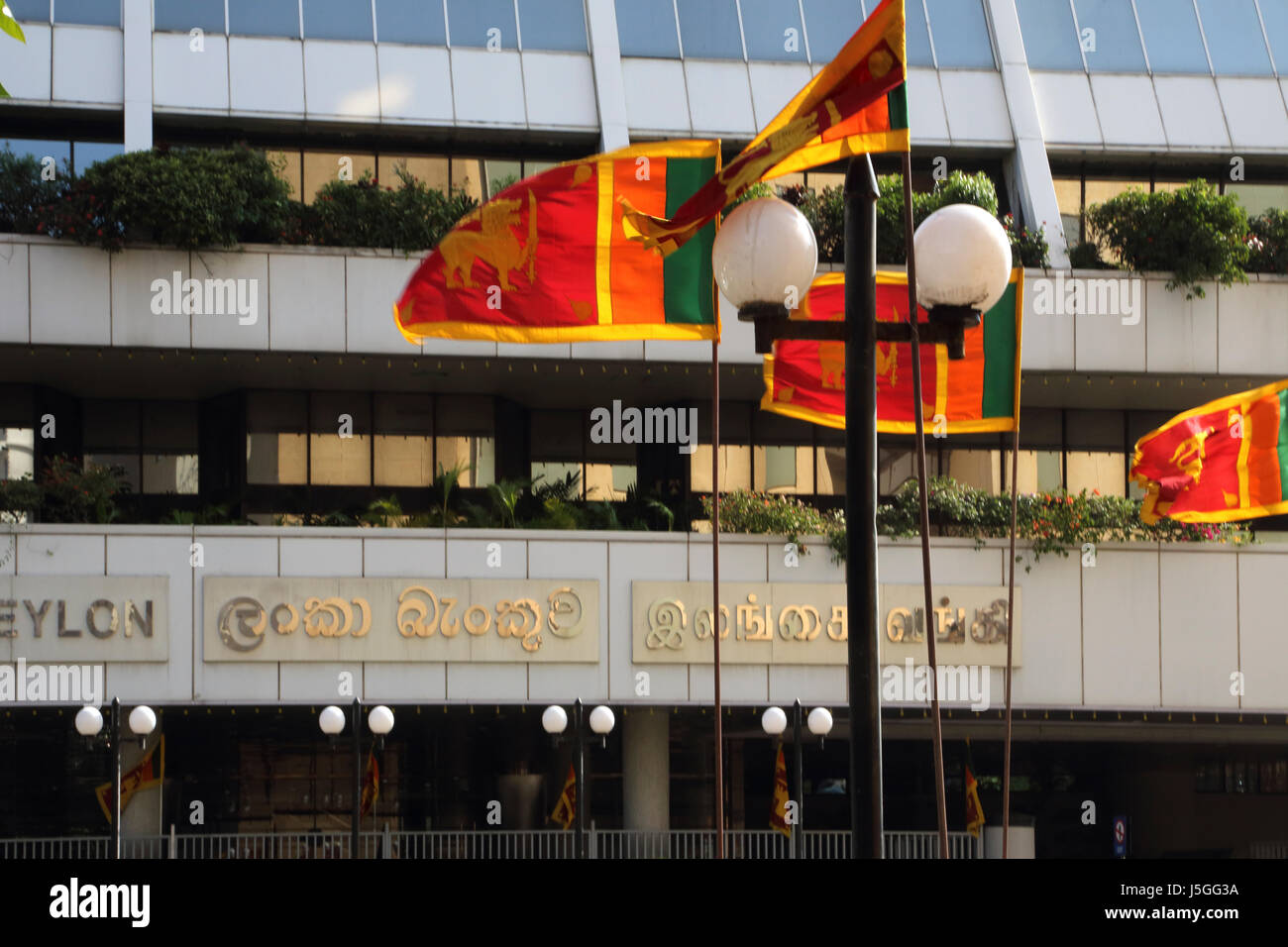 Fort Colombo Sri Lanka Sri Lankan Flags Outside Bank of Ceylon Stock ...