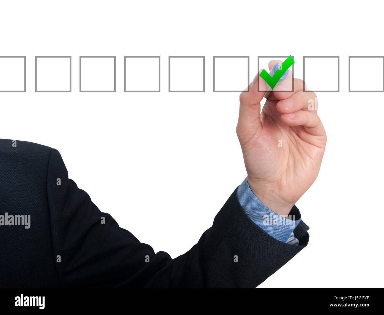 Businessman checking mark checklist marker Isolated on white background ...