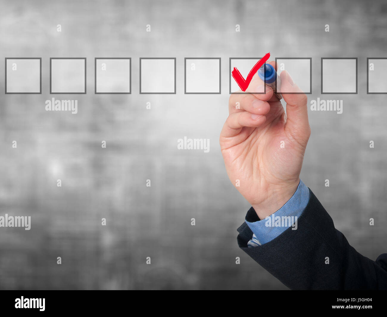 Businessman ticks off in in a square. Task list concept. Isolated on ...