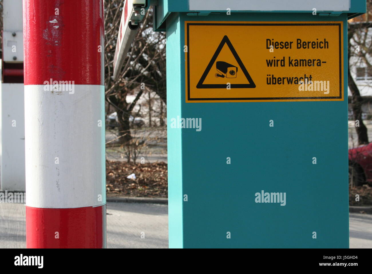 sign signal check pole stanchion long shot hint warning video camera ...