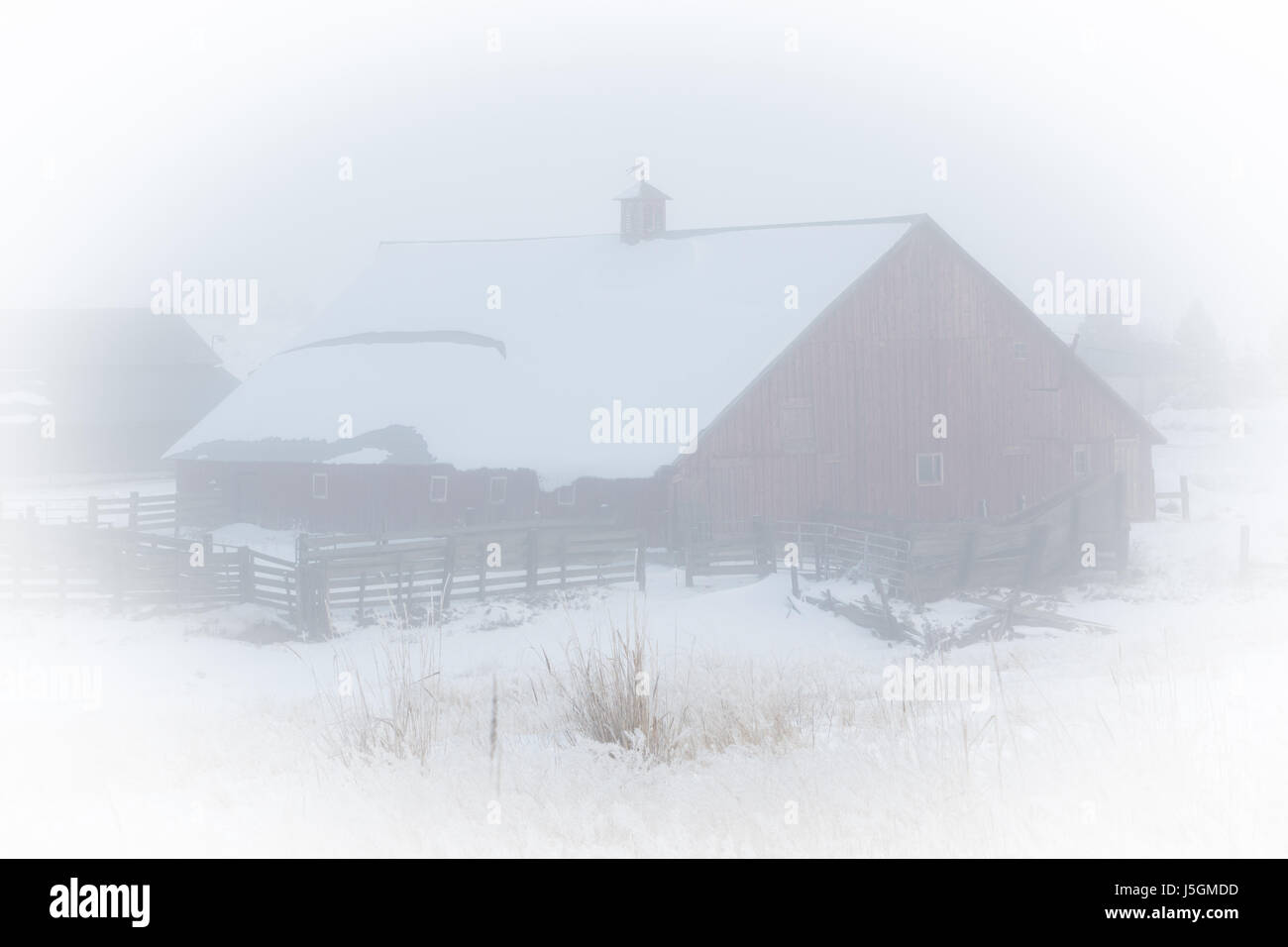 Cold Red Barn Stock Photo - Alamy