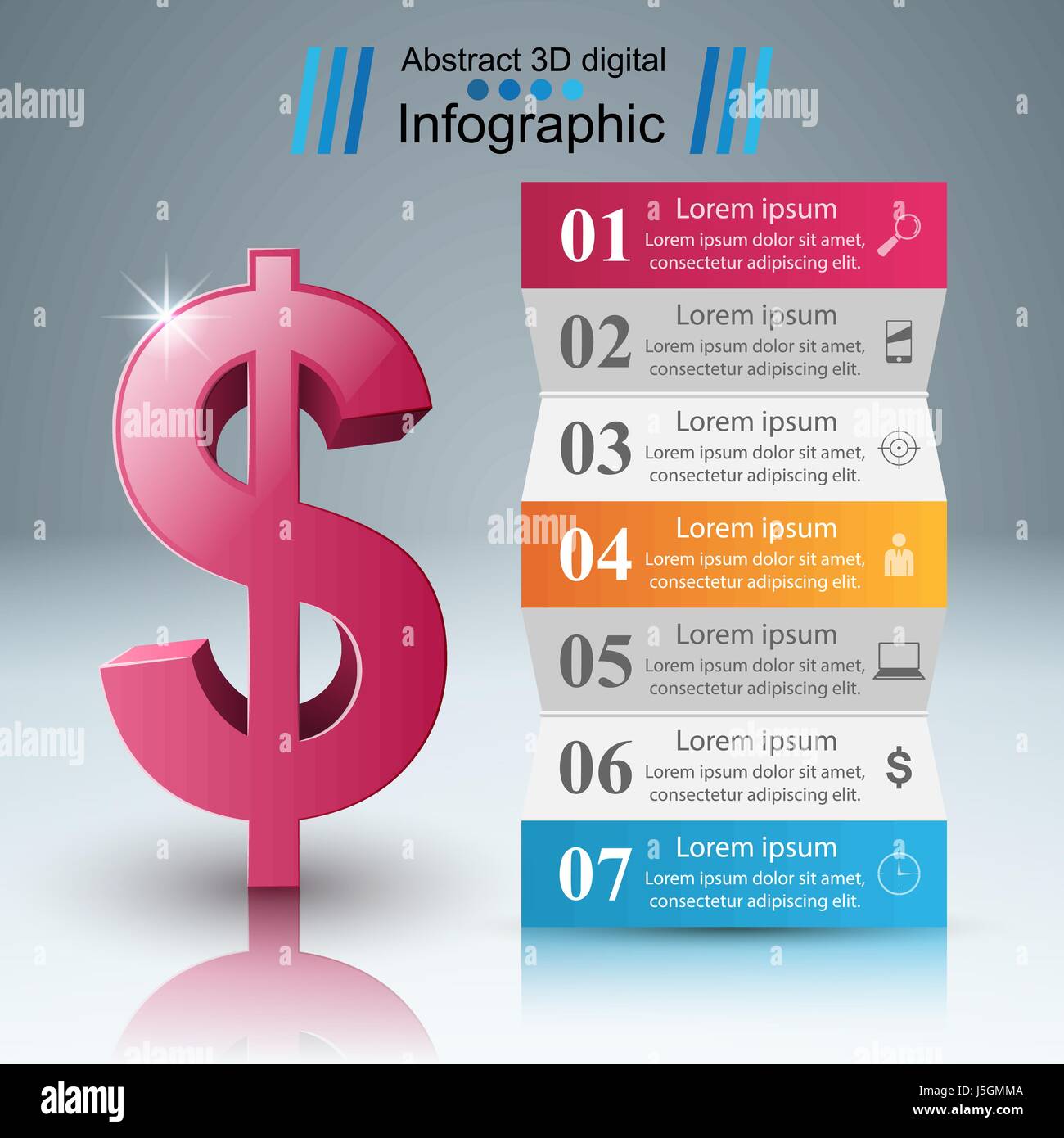 3D infographic design. Dollar icon Stock Vector Image & Art - Alamy