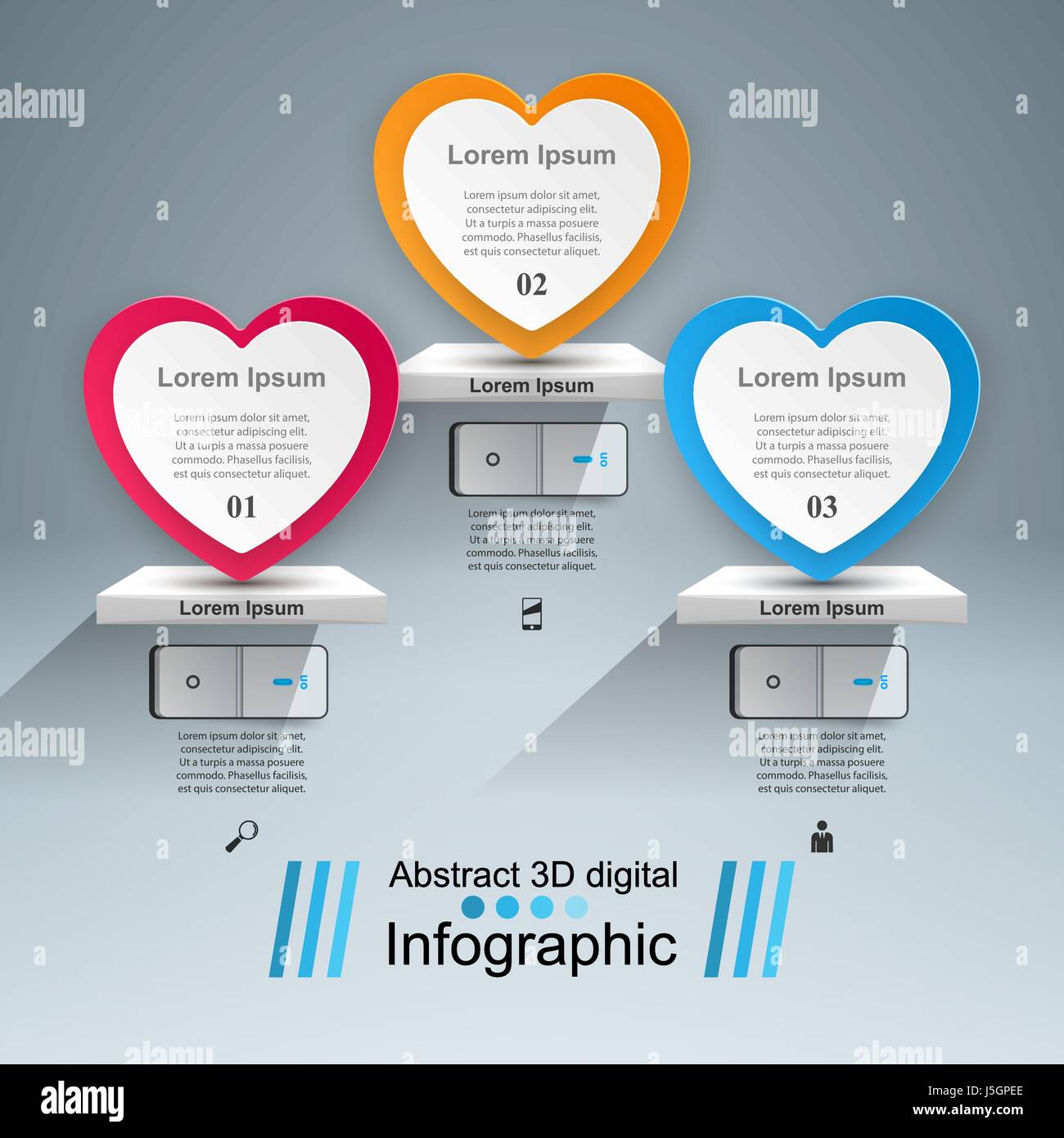 Abstract 3D digital illustration Infographic. Heart icon Stock Vector ...