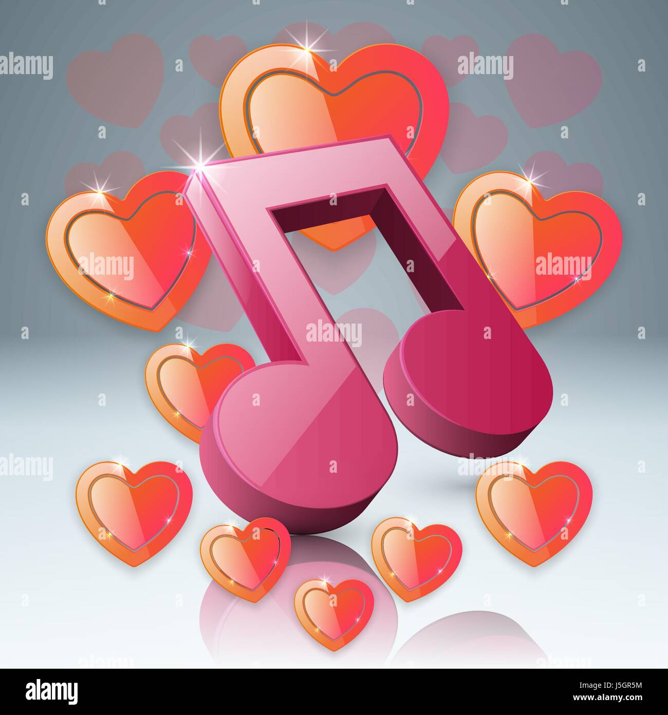 Hearts Valentines day. Notr, music icon Stock Vector Image & Art - Alamy