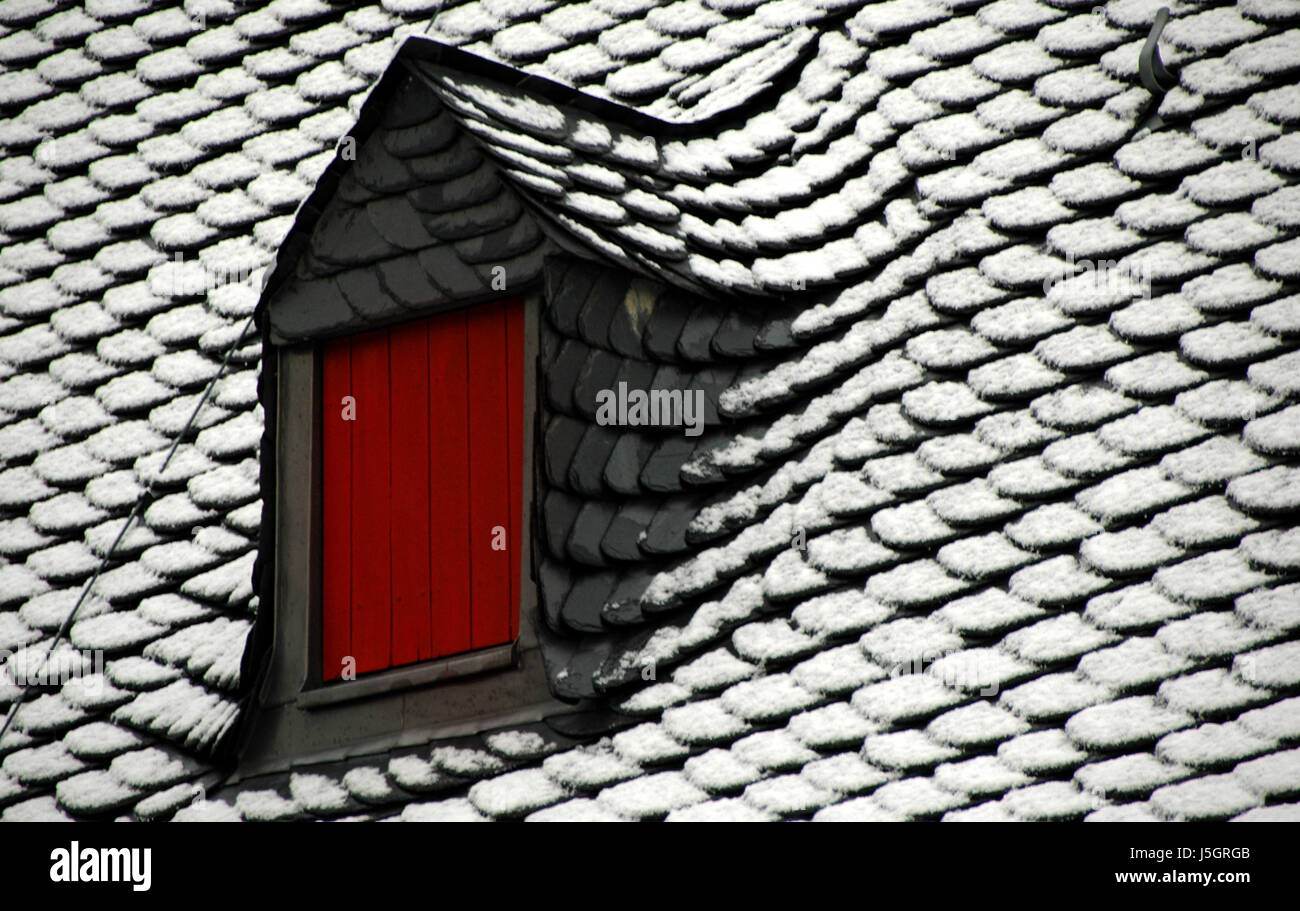 winter window porthole dormer window pane slate skylight snow rooftop ...