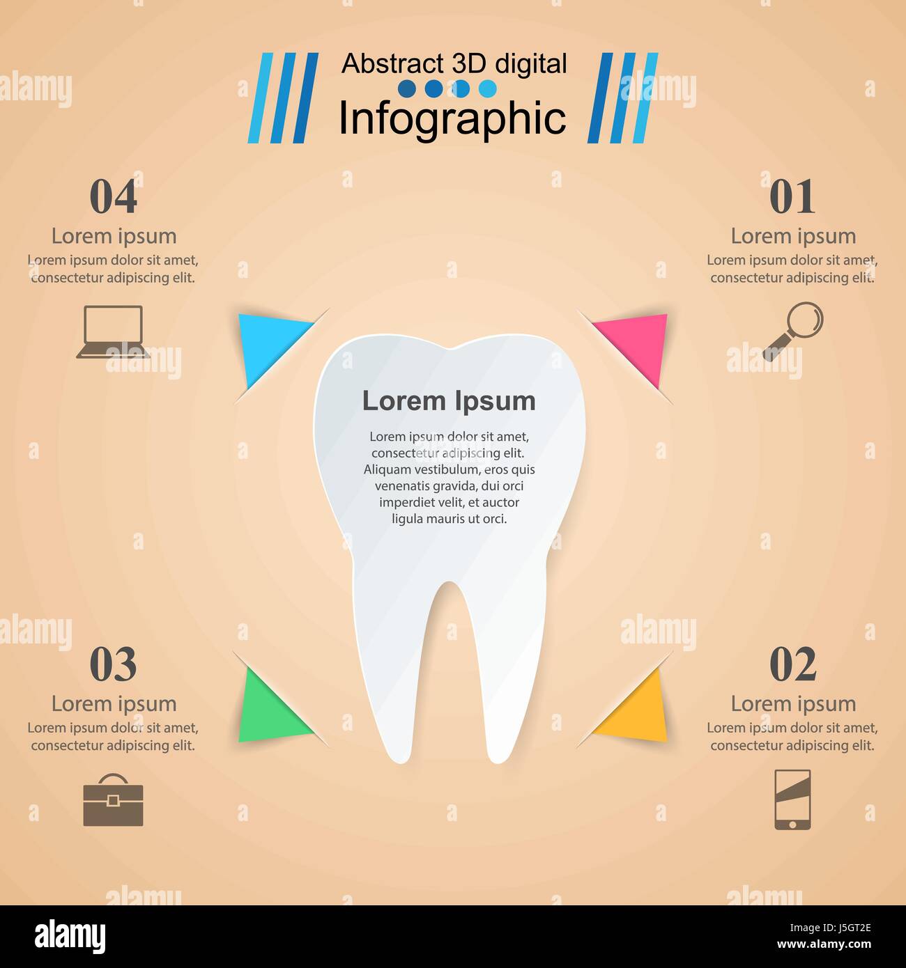 Abstract 3D digital illustration Infographic. Tooth icon Stock Vector ...