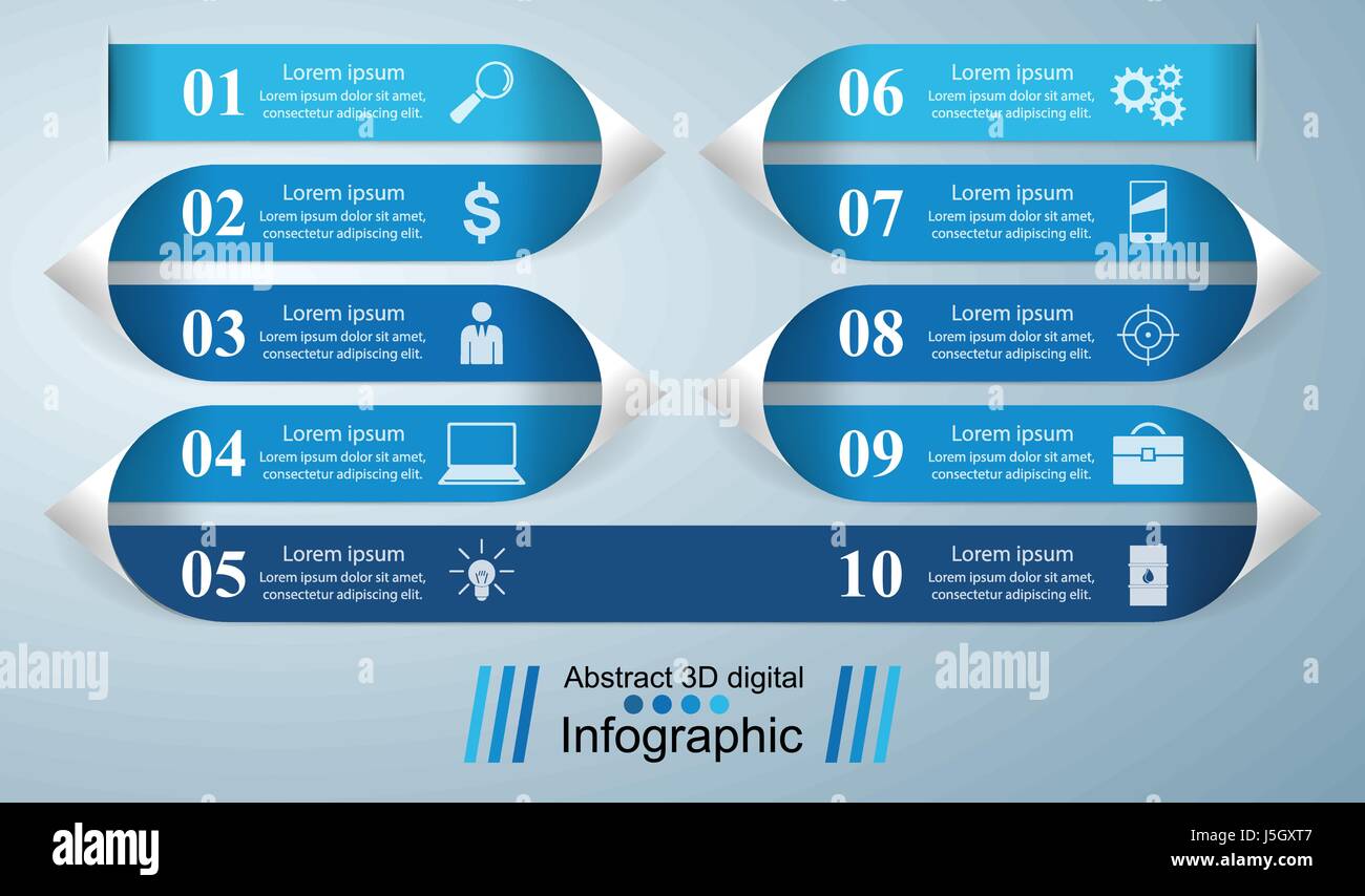 3D infographic design template and marketing icons Stock Vector Image ...