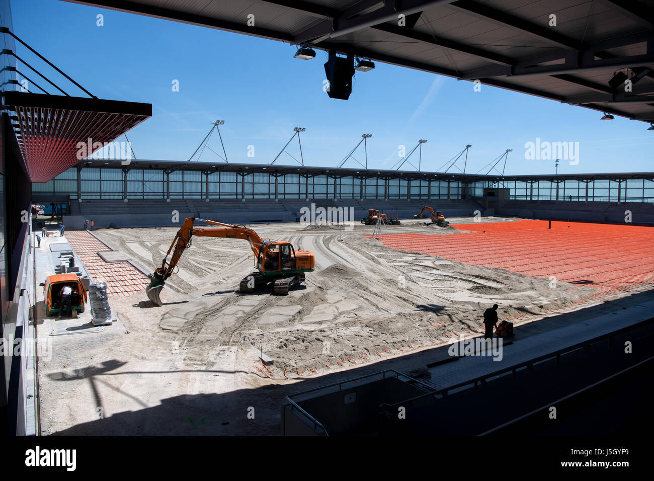 Munich, Germany. 17th May, 2017. The building site of the "FC Bayern ...