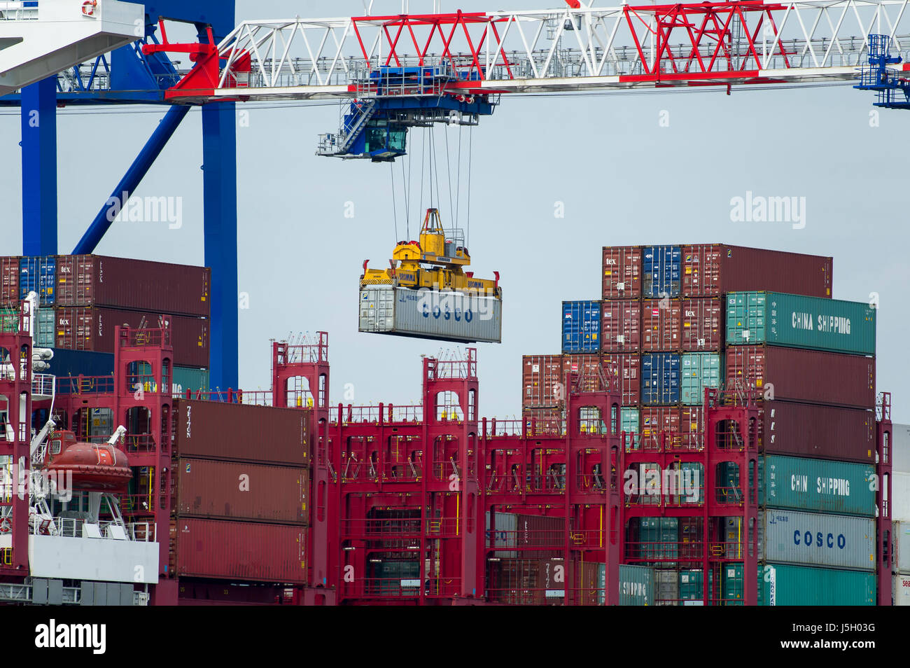 Gdansk, Poland. 17th May, 2017. 400 meter long container ship CSCL ...